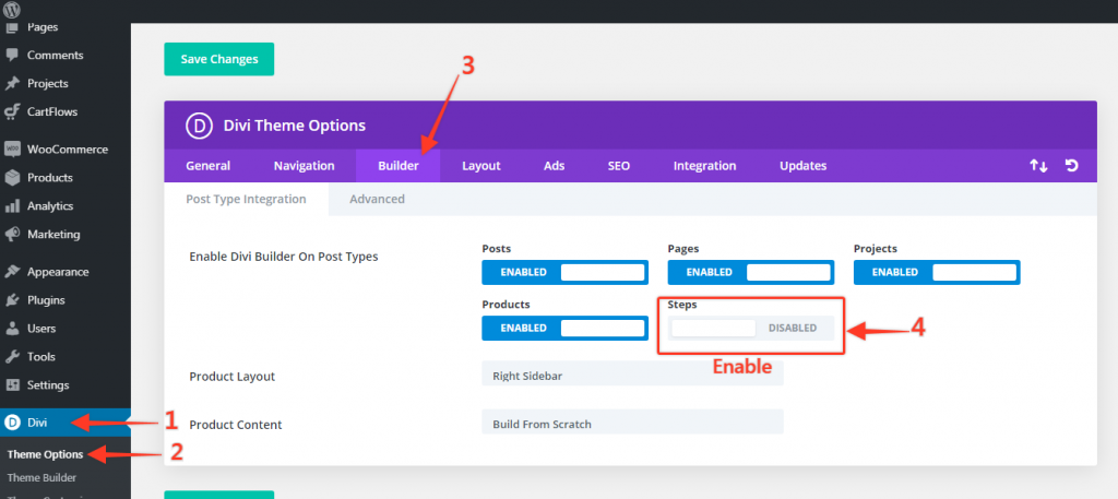 How to Enable the CartFlows Step Post Types for the Page Builders?