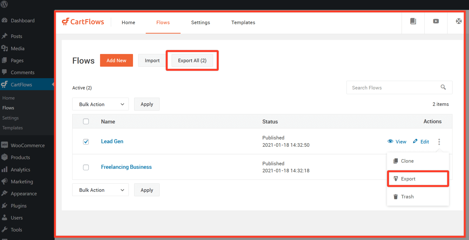 How To Import/Export Flows & Individual Page Builder Templates?