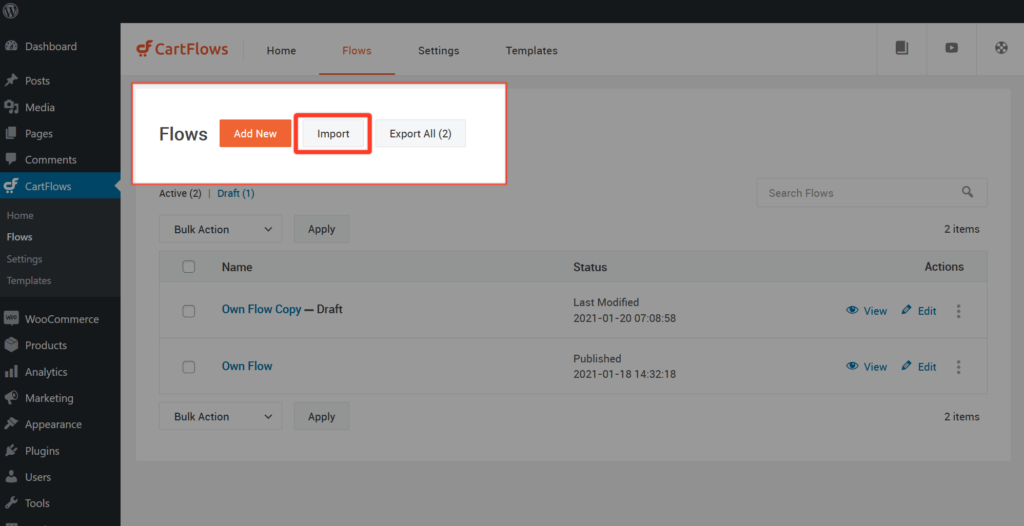 How To Import/Export Flows & Individual Page Builder Templates?