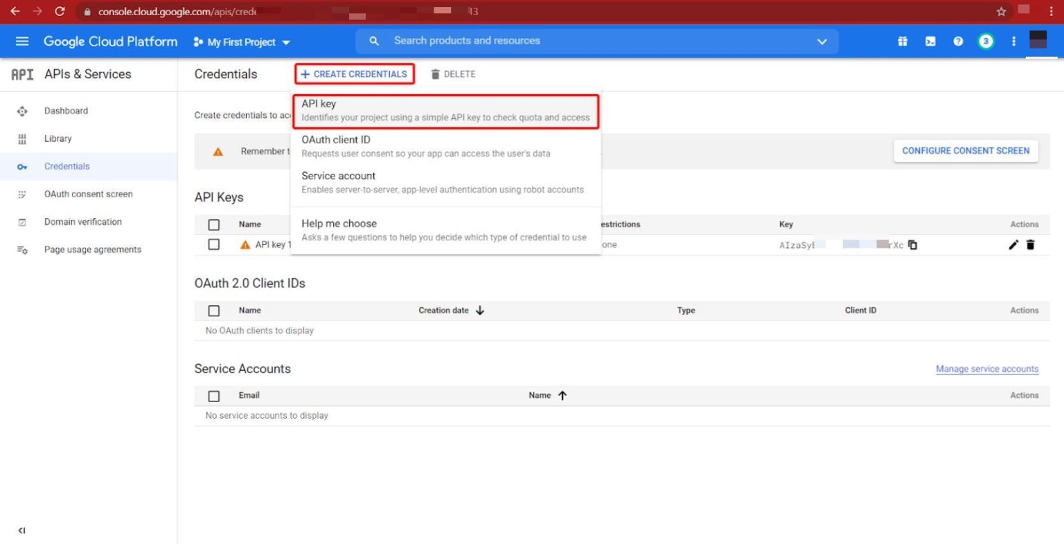How to create Google Address API Key